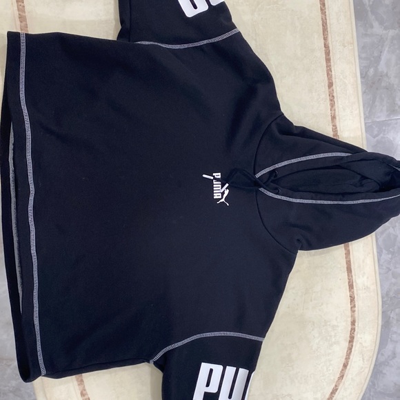 Puma | Sweaters | Puma Cropped Black Hoodie | Poshmark